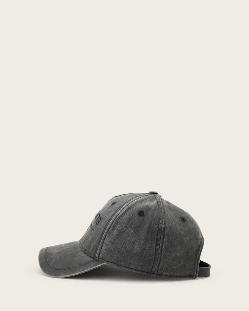 Underground Logo Print Baseball Cap Washed black/Black | ALLSAINTS